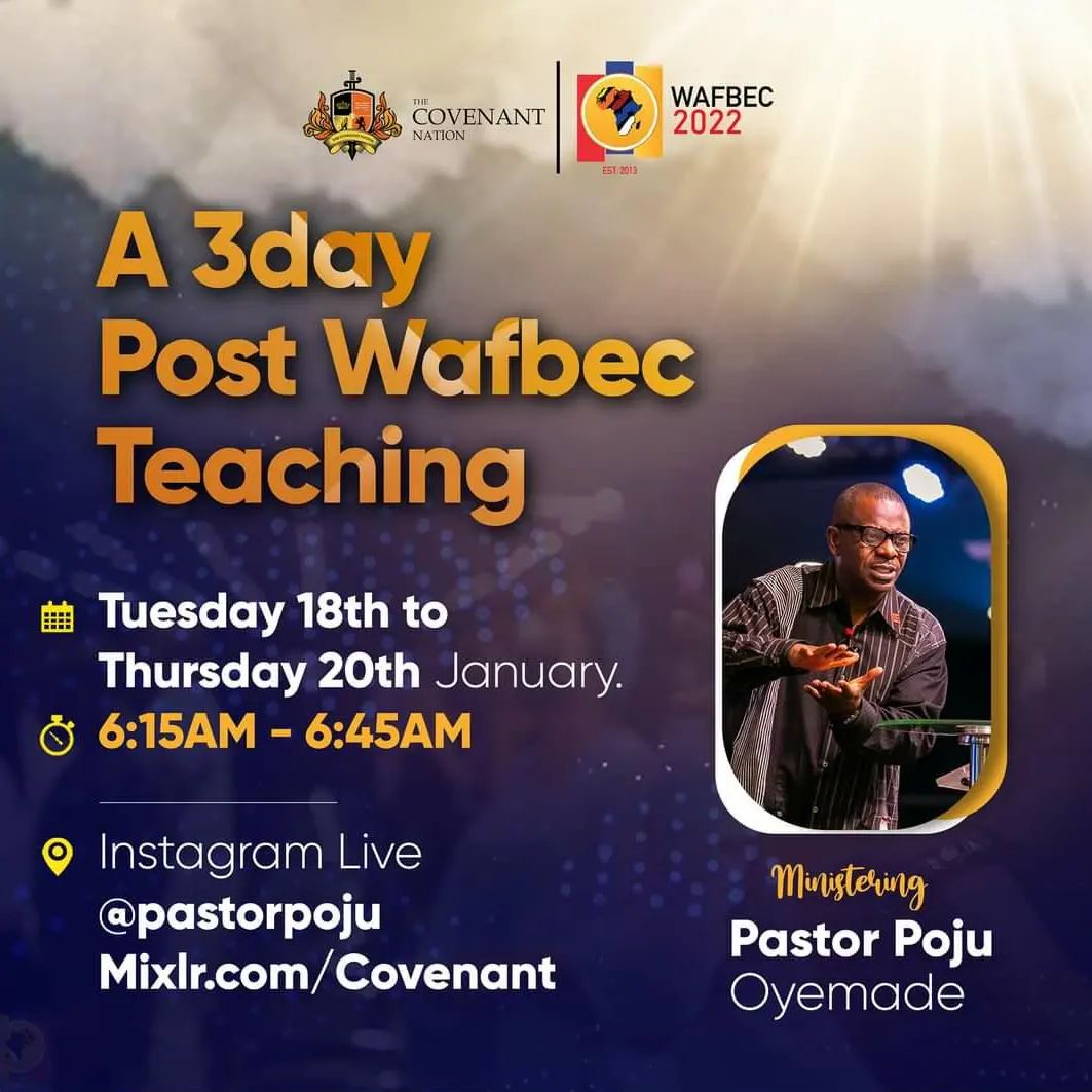 Post-WAFBEC Teaching – Join me at 6.15 am. – Poju Oyemade